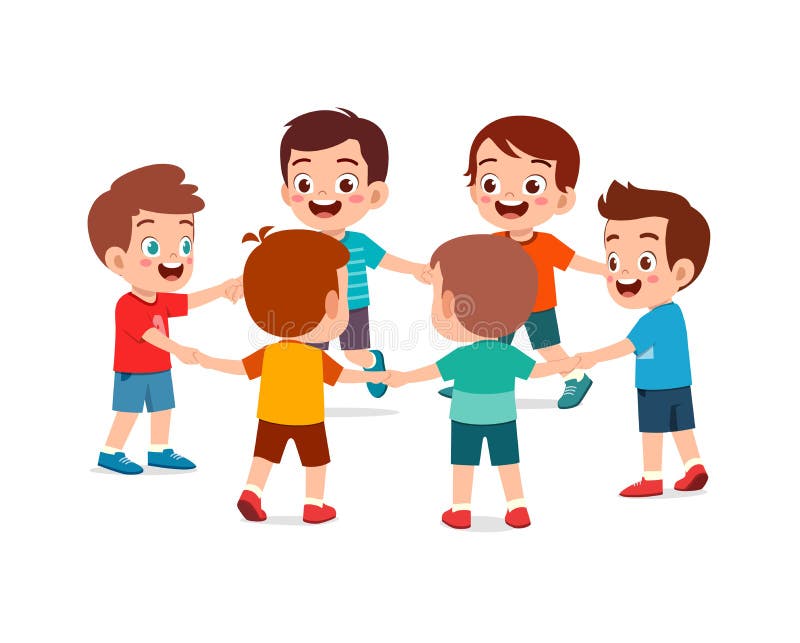 Little Kid Holding Hand and Make Circle Formation Together Stock Vector ...