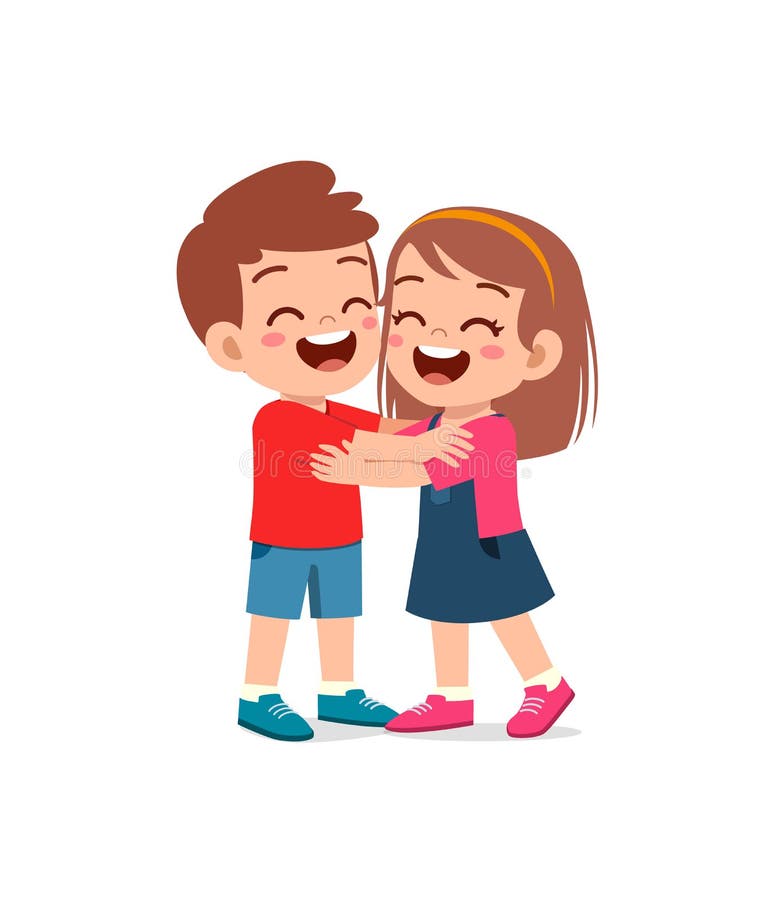 Little Kid Hug Best Friend and Feel Happy Stock Illustration ...