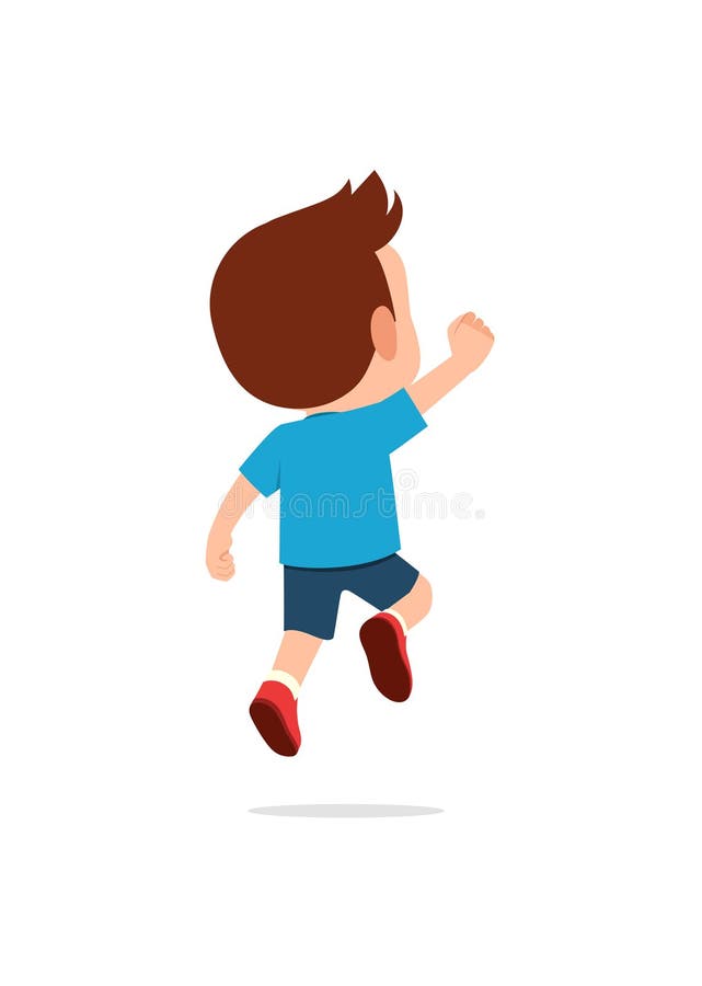 Little Kid Jump and Feel Happy, Back View Stock Vector - Illustration ...