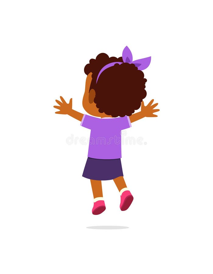 Little Kid Jump and Feel Happy, Back View Stock Vector - Illustration ...