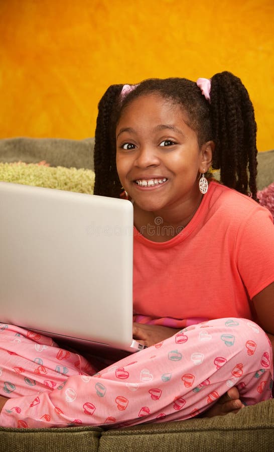 Little Kid with Laptop stock photo. Image of email, education - 18904726