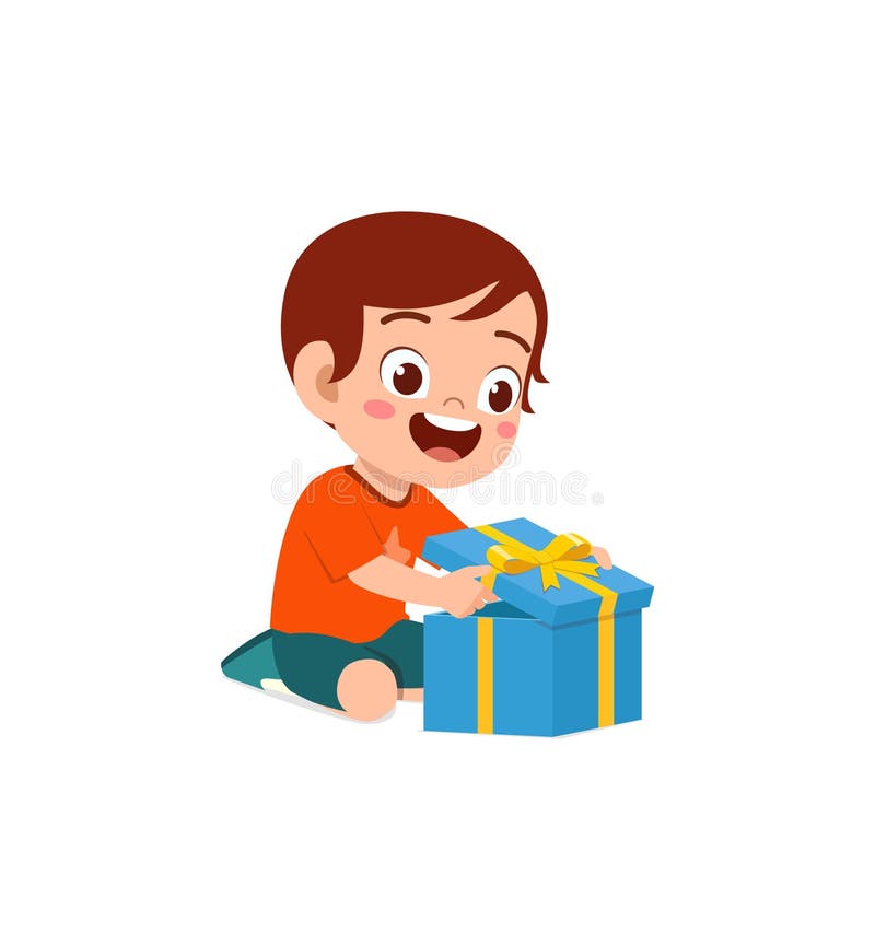 Happy Little Girl Opening Gift Box Stock Illustrations – 148 Happy ...