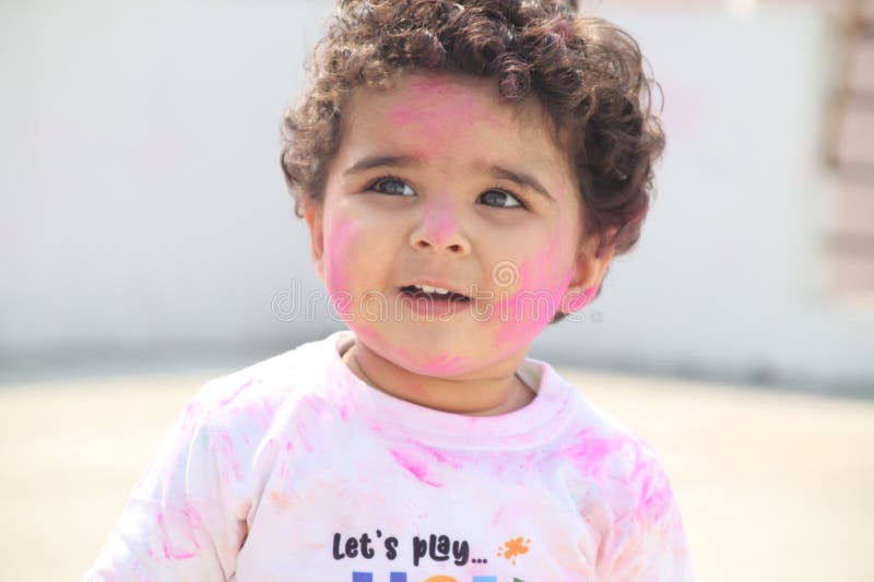 Little Kid Playing Holi Looks Lovely Stock Photo - Image of little ...