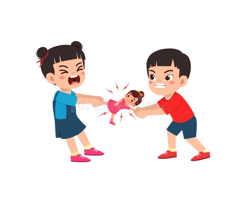 Little Kid Pulling Toy with Friend and Feel Angry Stock Illustration ...