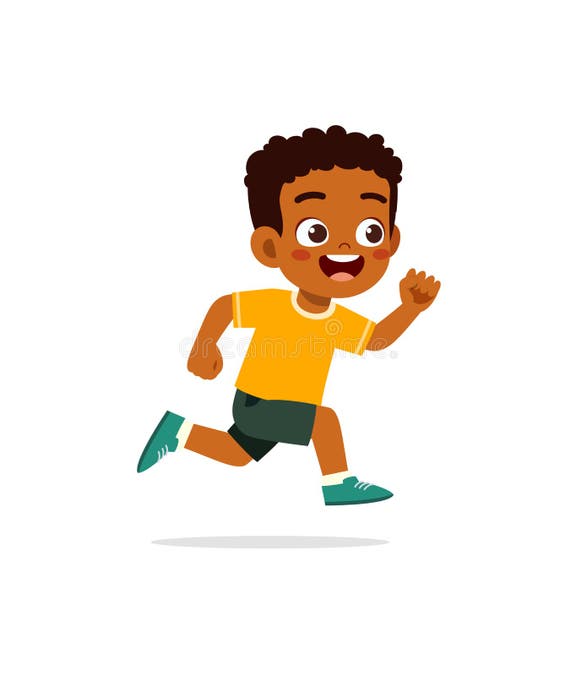 Little Kid with Run Pose and Feel Happy Stock Illustration ...