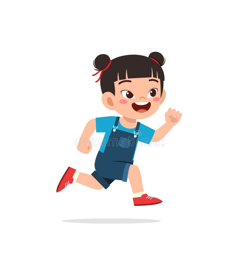 Little Kid with Run Pose and Feel Happy Stock Illustration ...