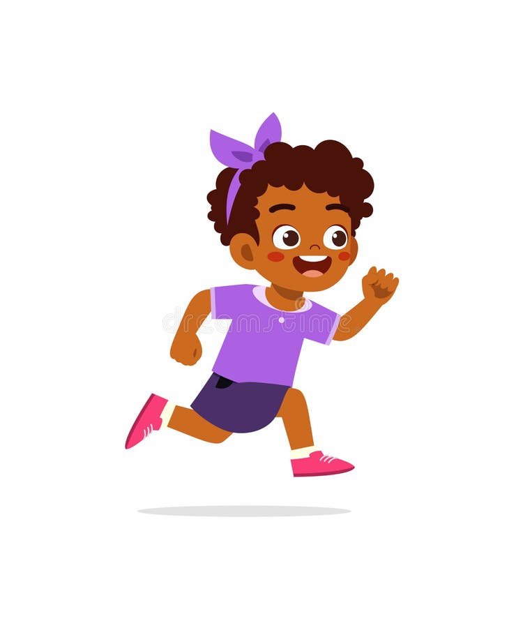 Little Kid with Run Pose and Feel Happy Stock Illustration ...