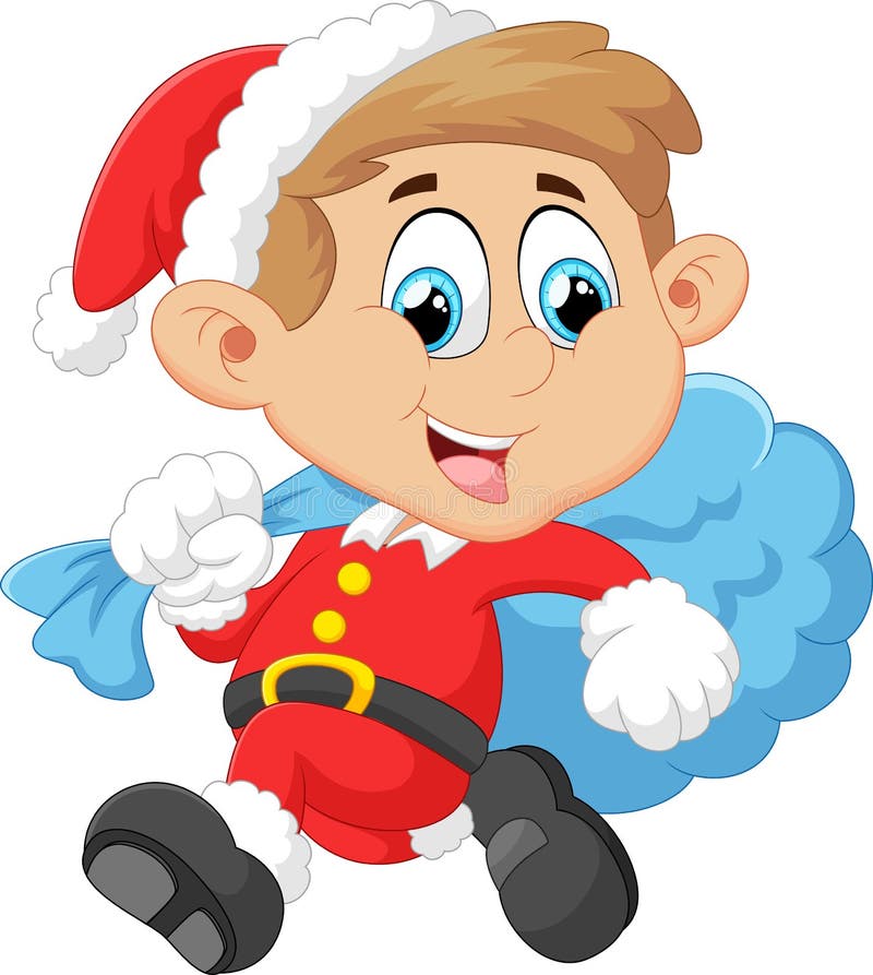 Little Kid With Santa Costume Stock Vector - Illustration of little ...