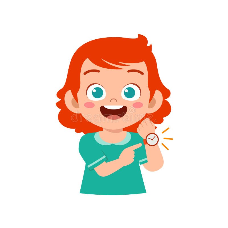 Little Kid Wear a Watch on Wrist Stock Illustration - Illustration of ...
