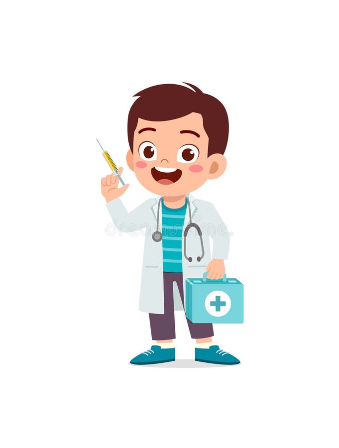 Little Kid Wearing Doctor Costume and Play Stock Vector - Illustration ...