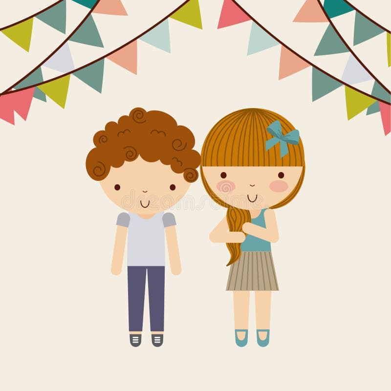Little Kids in Celebration Party Stock Illustration - Illustration of ...