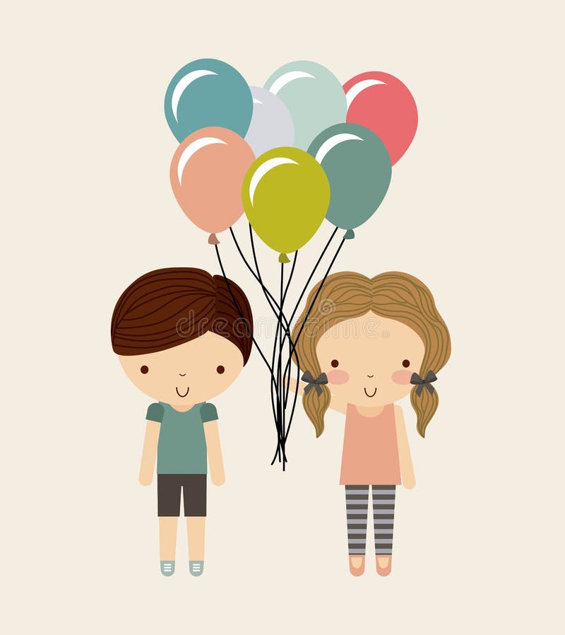 Little Kids in Celebration Party Stock Illustration - Illustration of ...