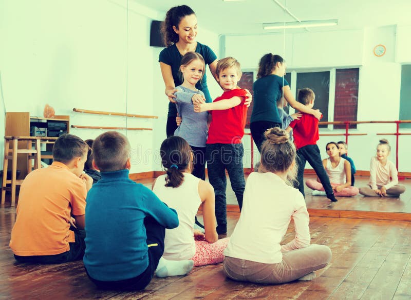 Little Kids Dancing Pair Dance Stock Photo - Image of junior, leisure ...