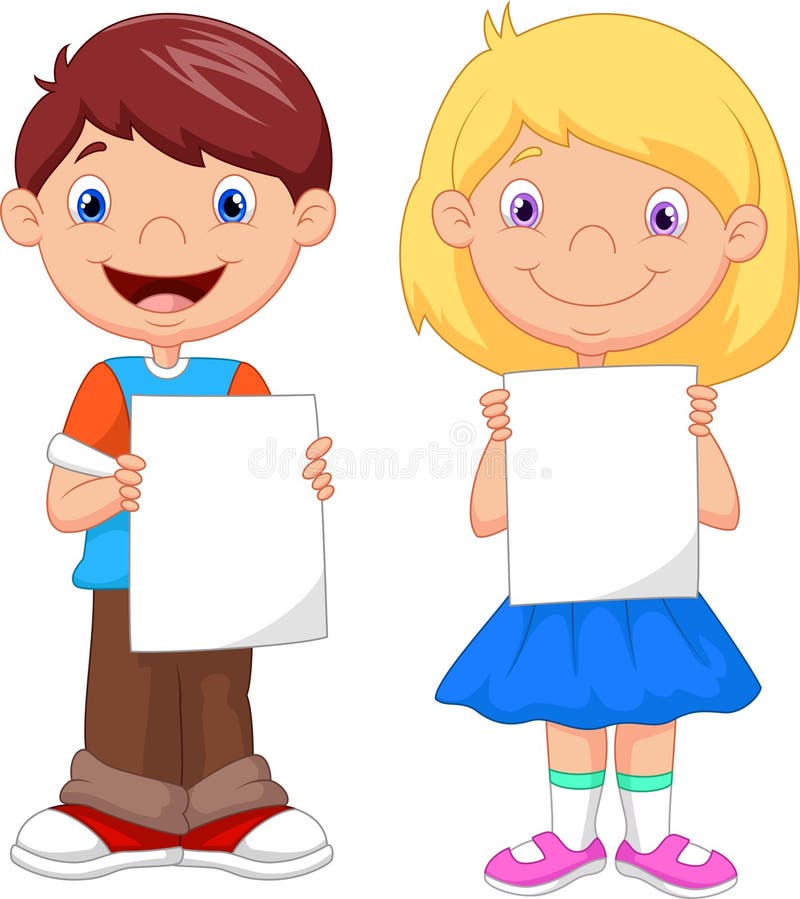 Cartoon Boy Holding Blank Paper Stock Vector - Illustration of ...