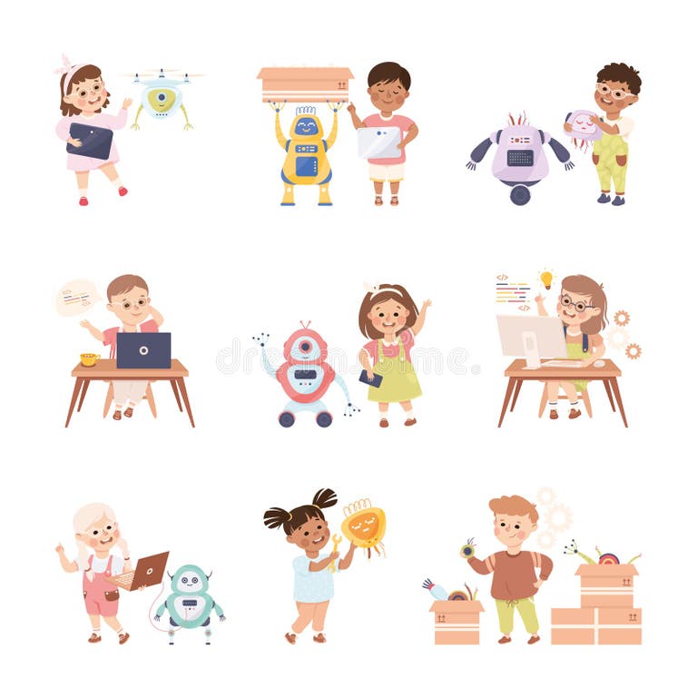 Children Using Artificial Intelligence Stock Illustrations – 604 ...