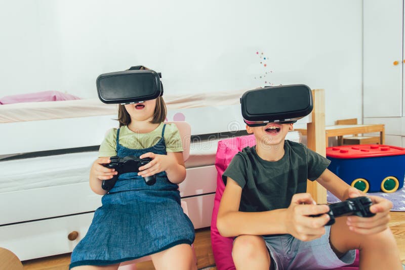 Kids with vr headsets stock photo. Image of schoolkids - 103918632