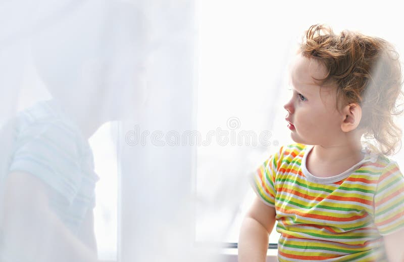 Little Kids Looking in the Window. Stock Photo - Image of danger ...