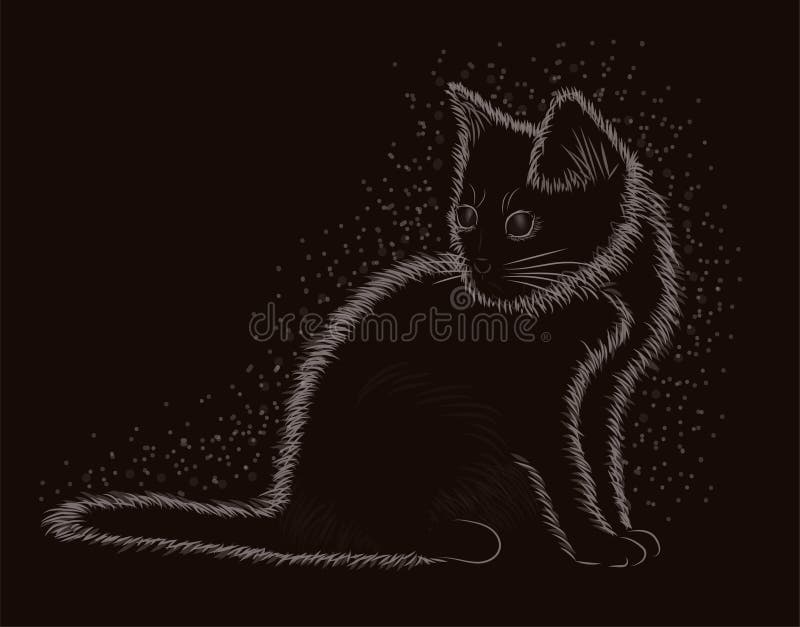 Little Kitten, Black and White Card, Vector Stock Vector - Illustration ...