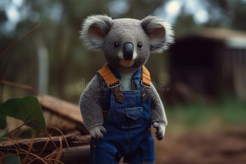 A Little Koala Wearing Dark Blue Overalls. Generative AI Stock ...