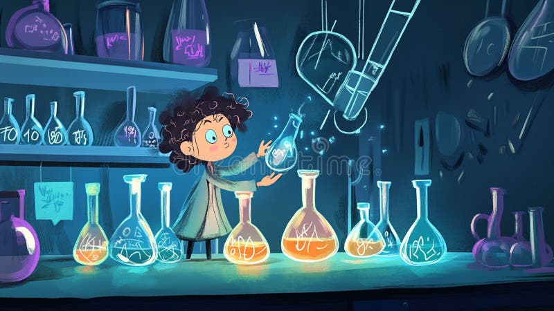 Little Lab Potion Maker Child Mixing Potions, Stock Image - Image of ...