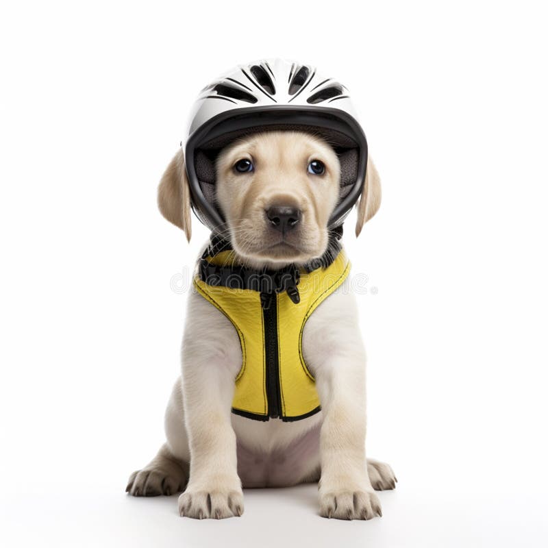 Little Labrador Puppy in a Bicycle Helmet Stock Illustration ...