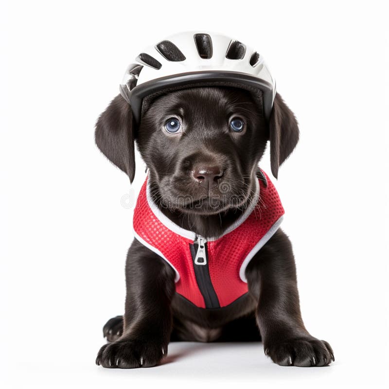 Little Labrador Puppy in a Bicycle Helmet Stock Illustration ...