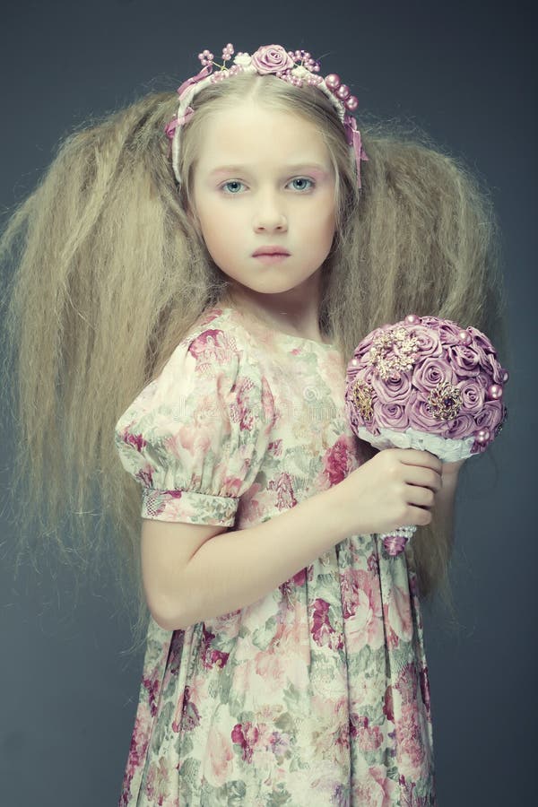 Little lady with bouquet stock image. Image of fairy - 37690521