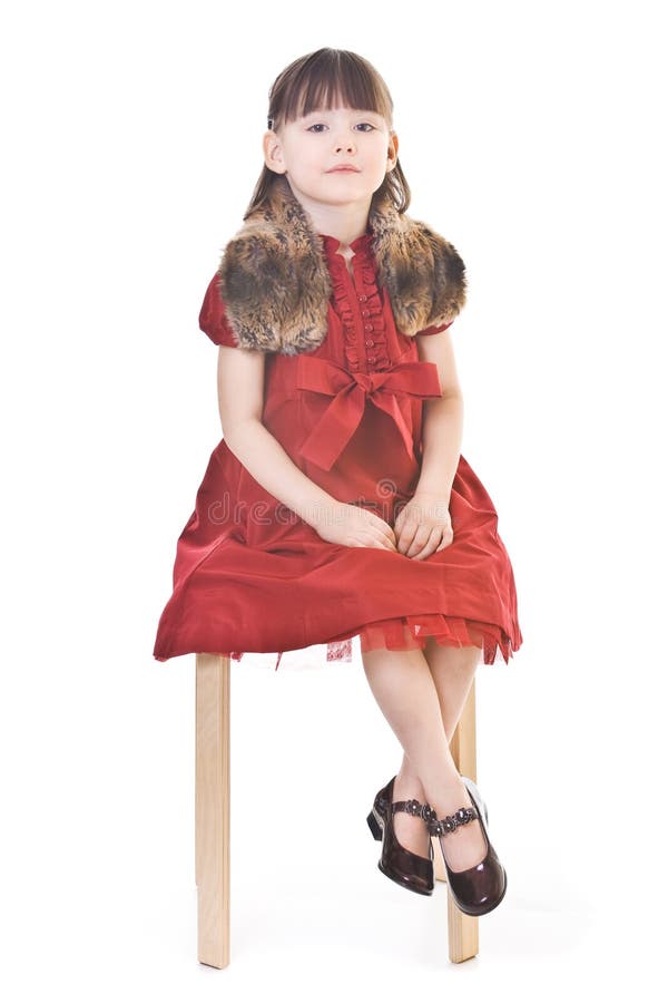 Little lady in red dress stock photo. Image of child, white - 8488476
