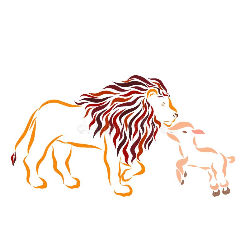 Lion And Lamb Royalty Free Clipart