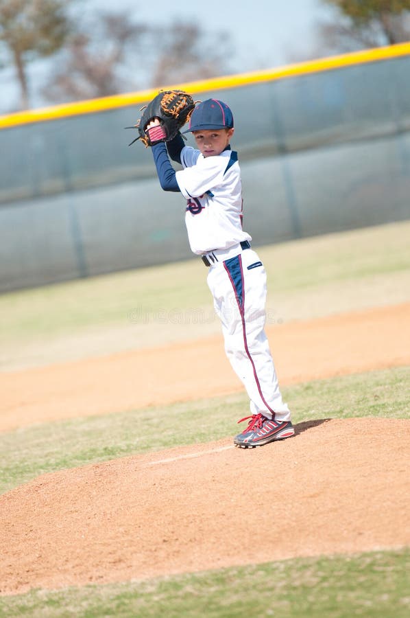 Little League Pitcher Starting His Wind Up. Stock Photo - Image of ...