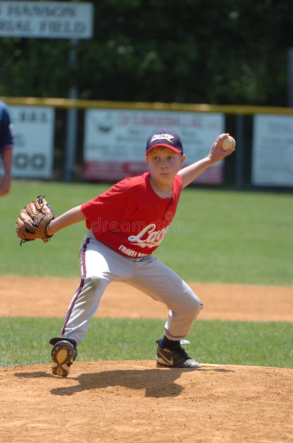 Little League Pitcher Throwing the Baseball Editorial Stock Photo ...