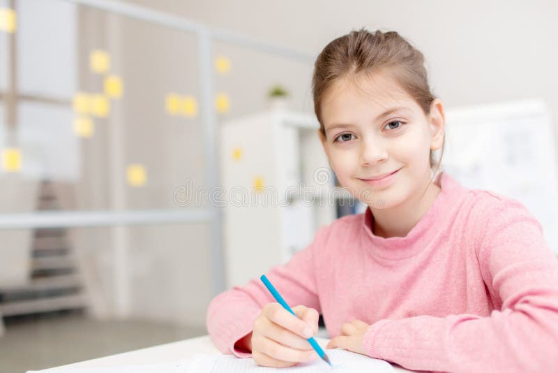 Child at lesson stock photo. Image of crayon, pupil - 108266754