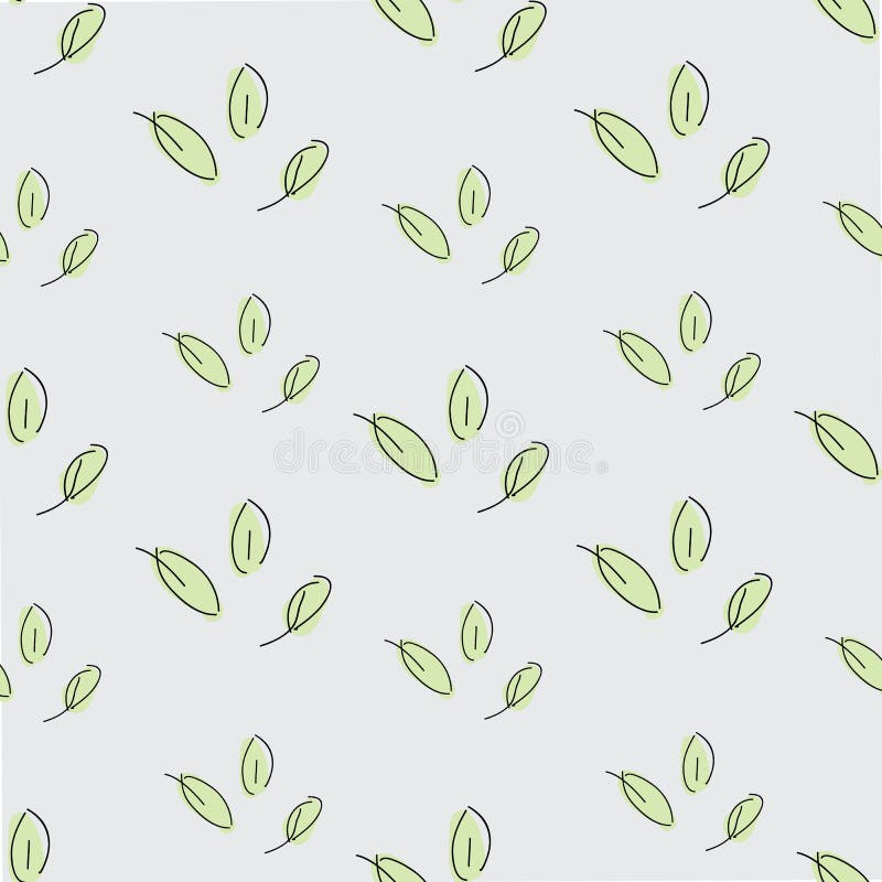 Scattered Leaves on White Background, Seamless Vector Repeat Pattern ...