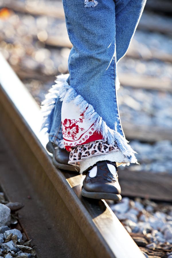 Little Legs and Feet Walking on Railroad Track Stock Photo - Image of ...