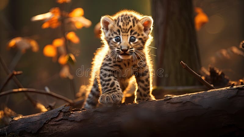 Little Leopard Cub Having Fun Stock Illustration - Illustration of ...