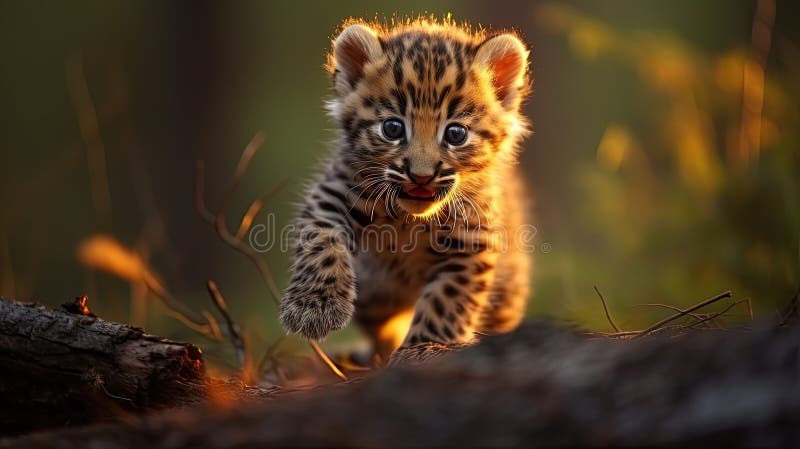 Little Leopard Cub Having Fun Stock Illustration - Illustration of ...