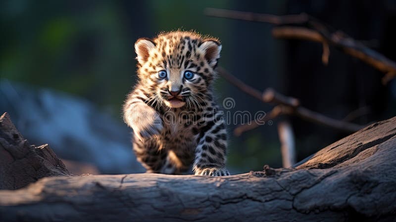 Little Leopard Cub Having Fun Stock Illustration - Illustration of ...