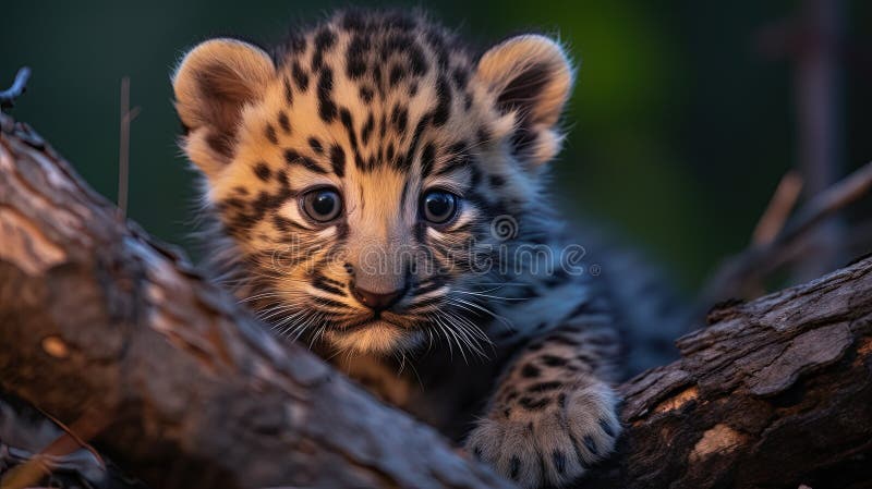 Little Leopard Cub Having Fun Stock Illustration - Illustration of ...