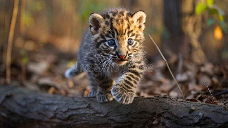 Little Leopard Cub Having Fun Stock Illustration - Illustration of ...