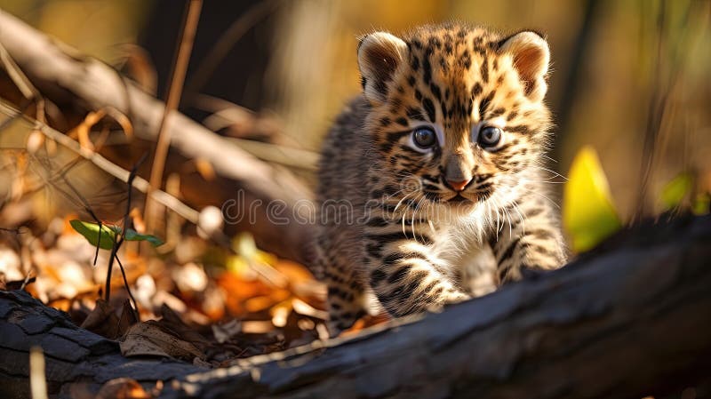 Little Leopard Cub Having Fun Stock Illustration - Illustration of ...