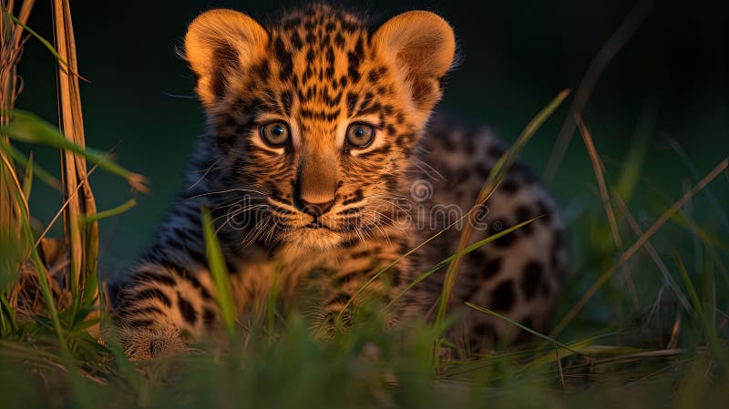 Little Leopard Cub Having Fun Stock Illustration - Illustration of ...