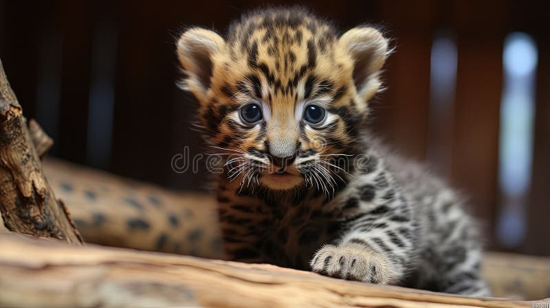 Little Leopard Cub Having Fun Stock Illustration - Illustration of ...