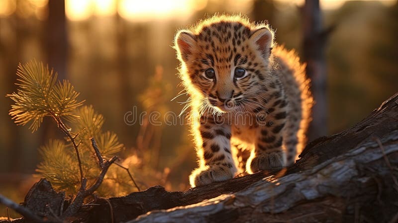Little Leopard Cub Having Fun Stock Illustration - Illustration of ...