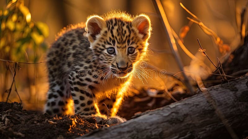 Little Leopard Cub Having Fun Stock Illustration - Illustration of ...