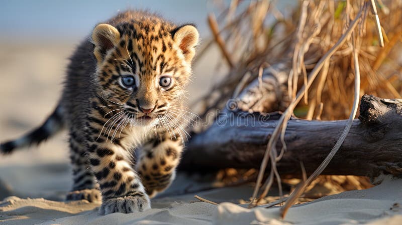 Little Leopard Cub Having Fun Stock Illustration - Illustration of ...
