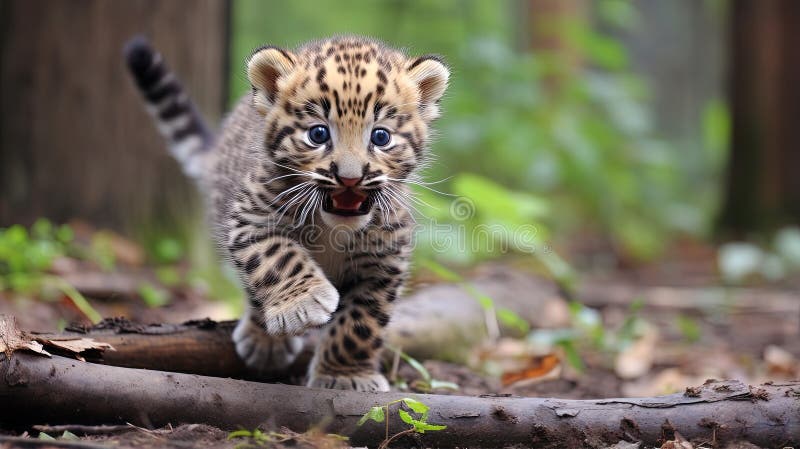 Little Leopard Cub Having Fun Stock Illustration - Illustration of ...