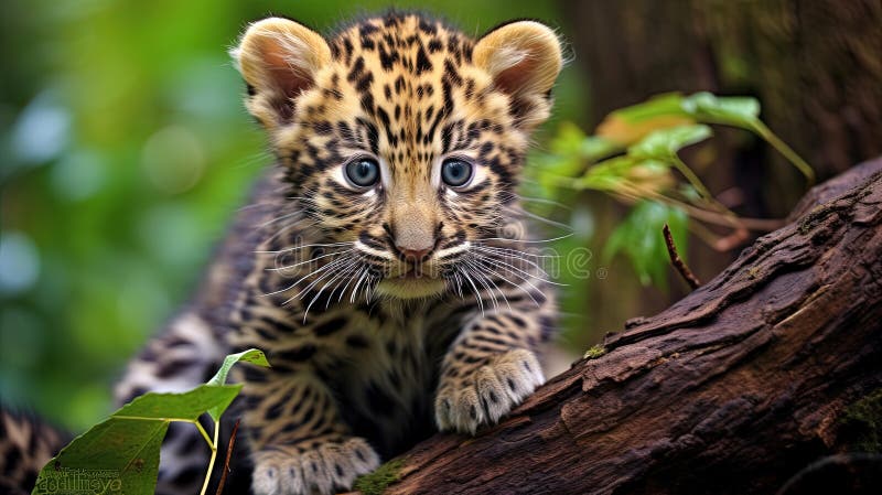 Little Leopard Cub Having Fun Stock Illustration - Illustration of ...