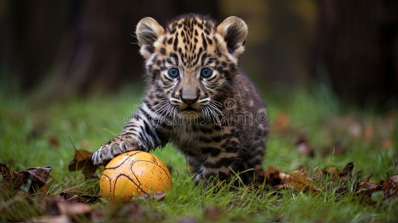 Little Leopard Cub Having Fun Stock Illustration - Illustration of ...