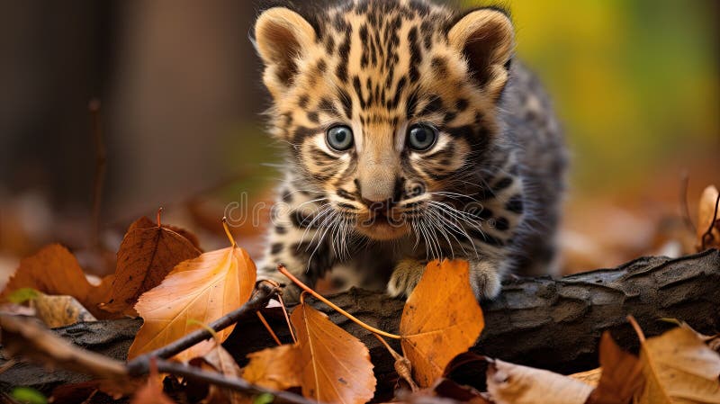 Little Leopard Cub Having Fun Stock Illustration - Illustration of ...