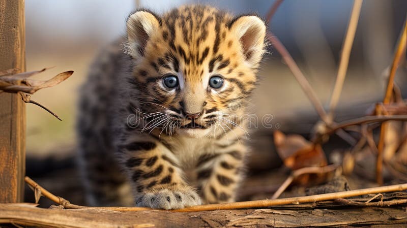 Little Leopard Cub Having Fun Stock Illustration - Illustration of ...